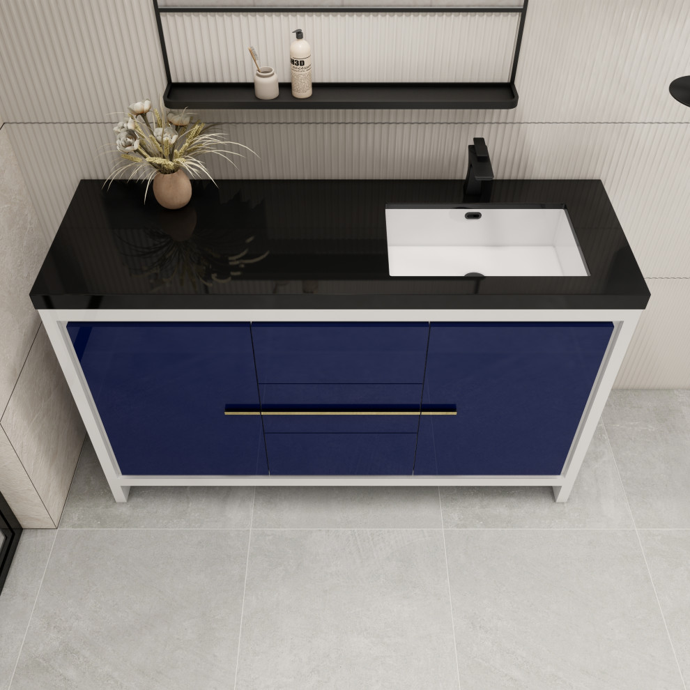 Dory 60" Single Right Sink FreeStanding Vanity With Sink - Contemporary ...