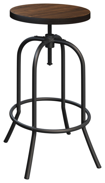 Swivel Bar Stool Adjustable Backless Stool for Counter Height, Brown ...