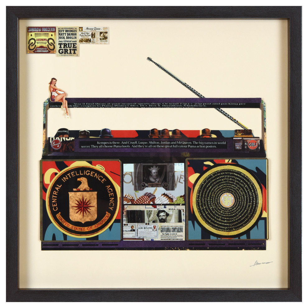 "Cia Boombox"Dimensional Collage, Under Glass, A Shadow Box Frame ...