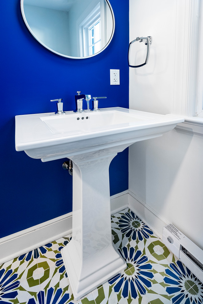 Beautiful Blue Half Bathroom - Traditional - Bathroom - Boston - by ...