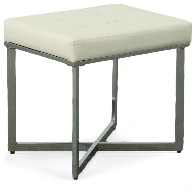 Summer Vanity Bench, White and Chrome - Contemporary - Vanity Stools ...