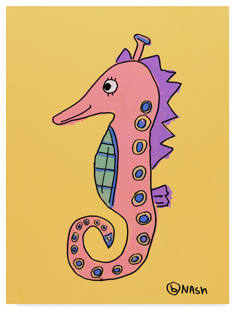 Brian Nash 'Pink Sea Horse' Canvas Art, 35"x47" - Beach Style - Kids ...