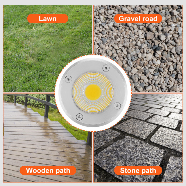 VEVOR 6 Pack Low Voltage Landscape Lights In-Ground LED Well Lights 6W ...