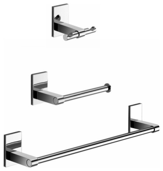 Wall Mounted 3 Piece Pink And Chrome Accessory Set - Contemporary ...