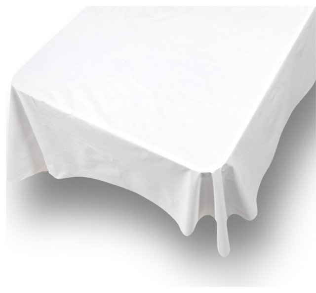 52'' x 52,'' Vinyl Tablecloth with Polyester Flannel Backing in White ...