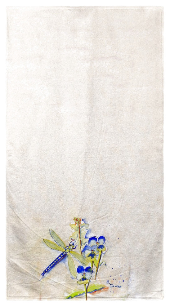 Betsy Drake Blue Dragonfly Beach Towel, 60 inches - Traditional - Beach ...