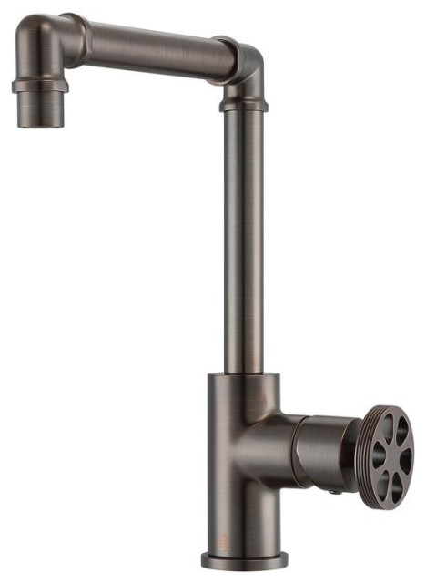 Urban Deck Mount Round Wheel Handle 1-Hole Bathroom Faucet, Oil-Rubbed ...