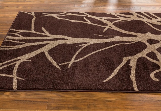 Ruby Tree Branches Brown 5'3" x 7'3" Infinity Home Area Rug (60032 ...