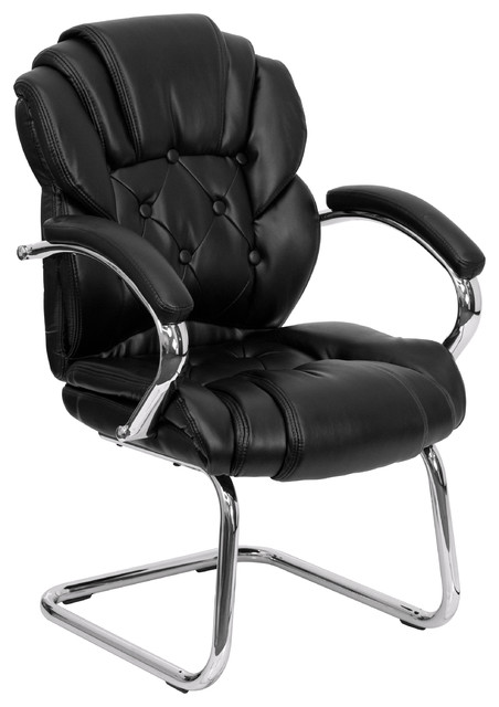 MFO Leather Transitional Side Chair with Padded Arms and Sled Base ...