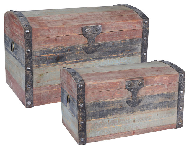 Wooden Storage Trunk Set - Farmhouse - Decorative Trunks - by Household ...