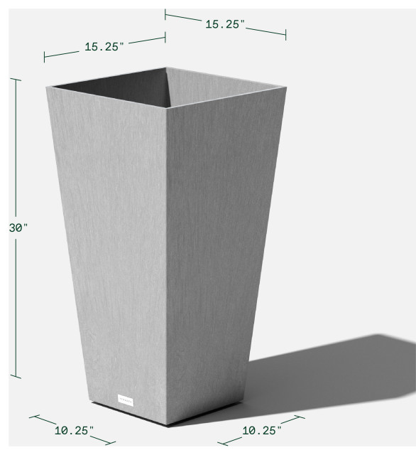 Midland Tall Square Planter, 30'' - Transitional - Outdoor Pots And ...