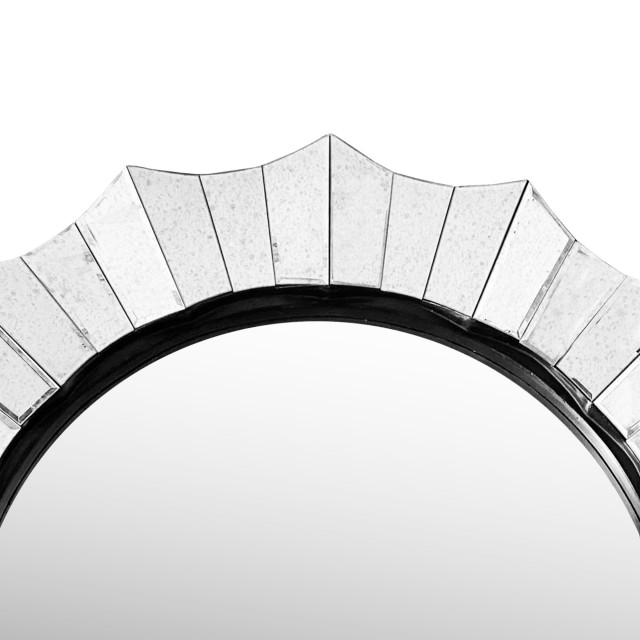Round Accent Wall Mirror With Scalloped Design and Beveled Edges ...