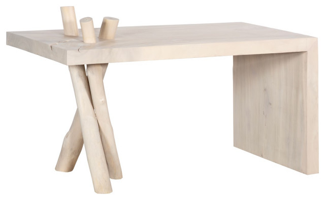 Branch Waterfall Desk, Bleached, 60x29x30"h - Beach Style - Desks And ...