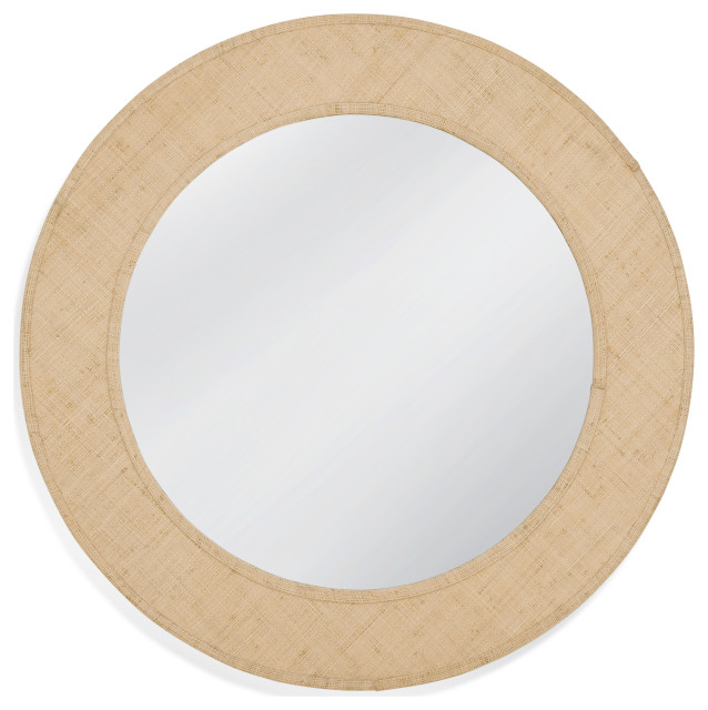 Destin Raffia and MDF Beige Wall Mirror, W 1 x D 36 x H 36 - Tropical ...