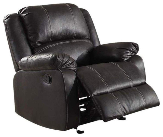 Modern Recliner, Overstuffed Faux Leather Seat With Plush Pillowed Arms ...