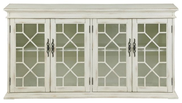 Coaster Kiara 4-door Wood Accent Cabinet with Adjustable Shelves White ...