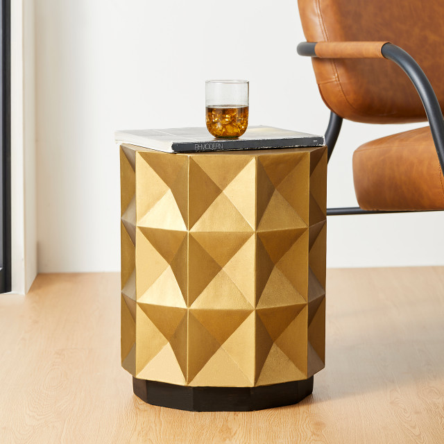 Modern Antique Gold MGO Geometric Side Table - Contemporary - Side ...