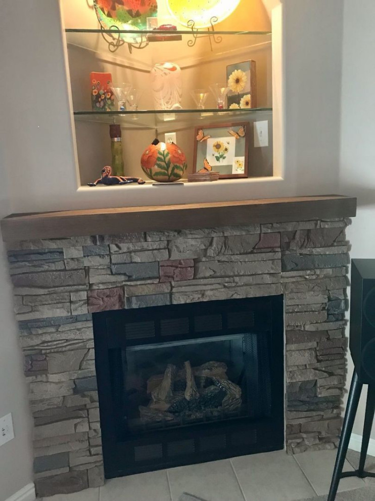 Keystone Stacked Stone Easy DIY Fireplace Surround - Living Room ...