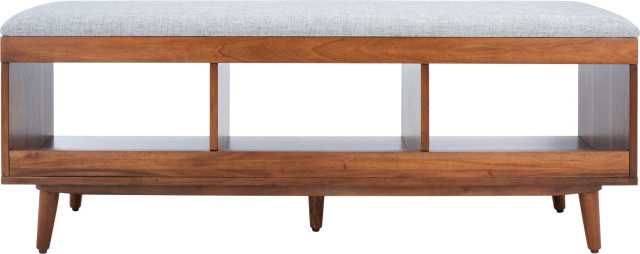 Cricket Open Shelf Bch with Cush - Midcentury - Upholstered Benches ...