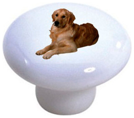 Golden Retriever Dog Ceramic Knob - Contemporary - Cabinet And Drawer ...