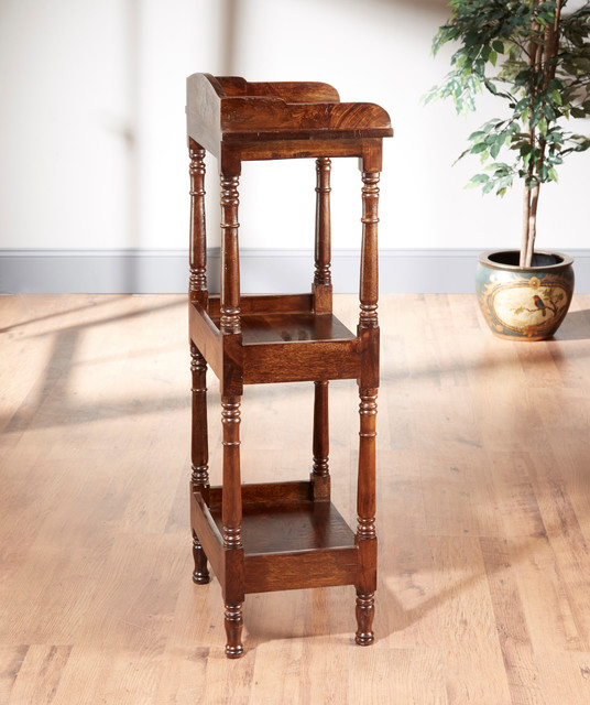Three Tier Narrow Bookshelf - Traditional - Display And Wall Shelves ...
