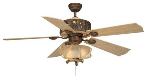 Log Cabin 52" Ceiling Fan, Weathered Patina With Washed Oak-Pine Blades ...