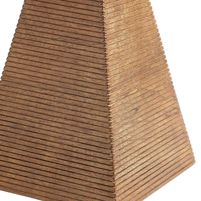 Elegant Minimalist Solid Wood Ribbed Pyramid Sculpture Architectural ...