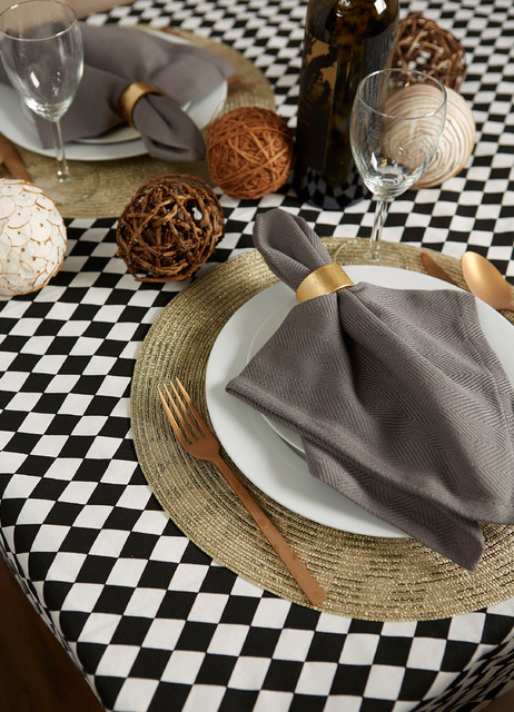 Black And Cream Harlequin Print Table Topper 40X40, 60x120 ...