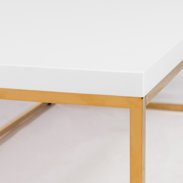 47" White And Gold Metal Coffee Table - Contemporary - Coffee Tables ...