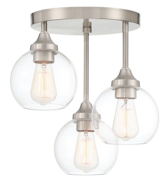 Glenda Semi Flush 3 Light in Brushed Nickel - Transitional - Flush ...