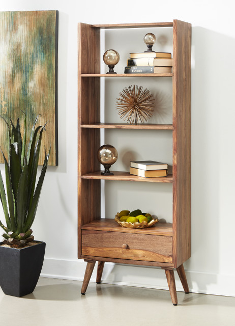 Briggs Solid Sheesham Wood Bookcase - Midcentury - Living Room - Other ...