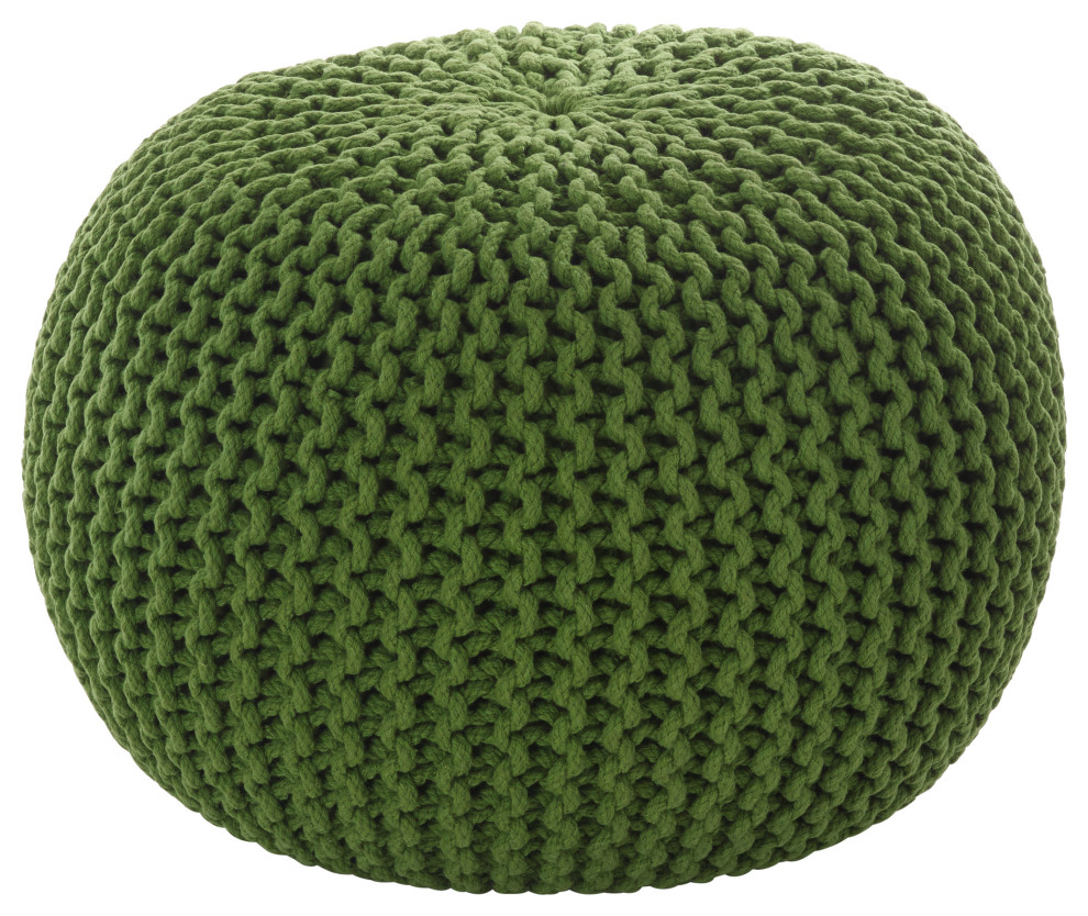 Cotton Pouf With Twisted Rope Design - Contemporary - Floor Pillows And ...