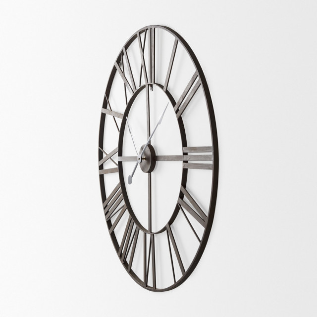 Pender Matte Black Iron 40" Round Wall Clock - Industrial - Wall Clocks ...