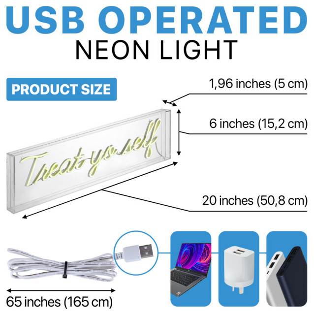 Treat Yo Self 20" Contemporary Acrylic Box USB Operated LED Neon Light ...