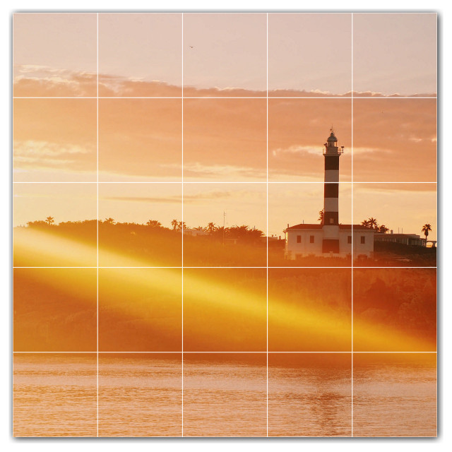 Lighthouse Ceramic Tile Wall Mural HZ500825, 40" Wide x 40" High ...