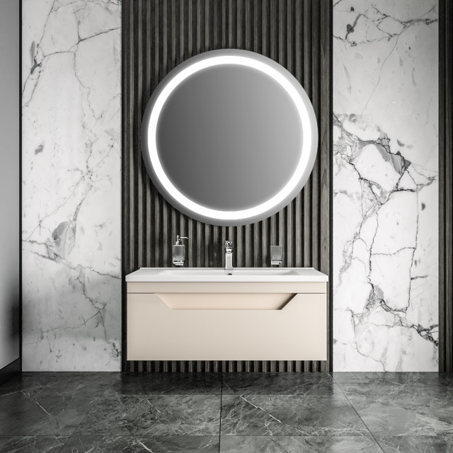 Modern Wall-Mounted Bathroom Vanity | Troy Mocha Gloss No Mirror, 40 ...
