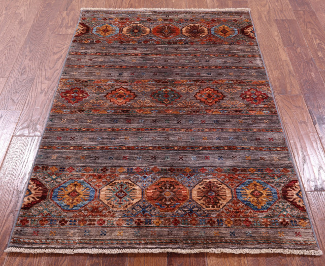 3' 4" X 5' 0" Khorjin Super Kazak Handmade Wool Rug - Q17426, 3' 4" X 5 ...