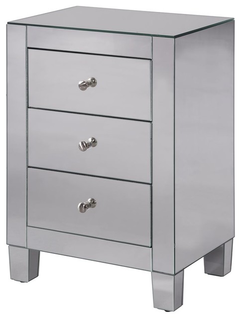 Elegant Contempo 3 Drawers Cabinet, Clear Mirror - Contemporary ...