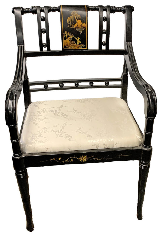Arm Chair With Oriental Landscape Art - Asian - Armchairs And Accent ...