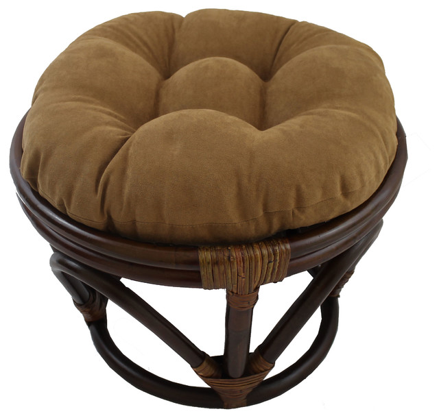 18" Round Solid Micro Suede Tufted Footstool Cushion - Contemporary ...