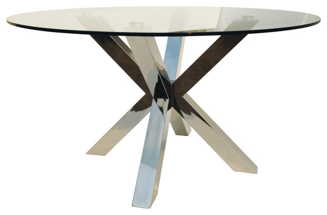54" Round Clear Glass Top Table, Clear - Contemporary - Dining Tables ...