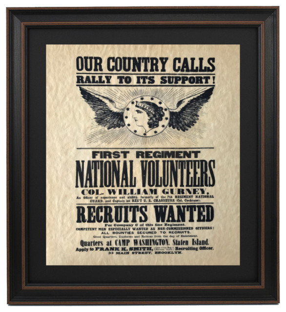 Framed Brooklyn Civil War Recruiting Poster 1864 - Traditional - Prints ...