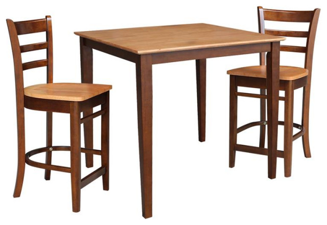 36" x 36" Solid Wood Counter Height Table in Black/Cherry & 2 Emily ...