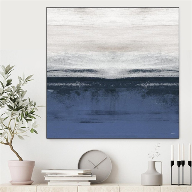 Giant Art Canvas 30x30 Familiar Feeling Blue Square II Framed in Multi ...