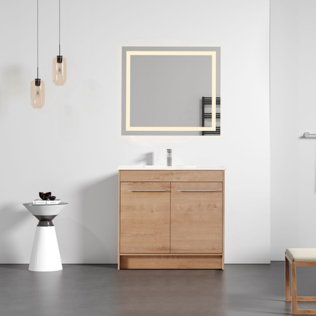 Jenny Oak Natural Vanity Kit, 36" Wide - Contemporary - Bathroom ...