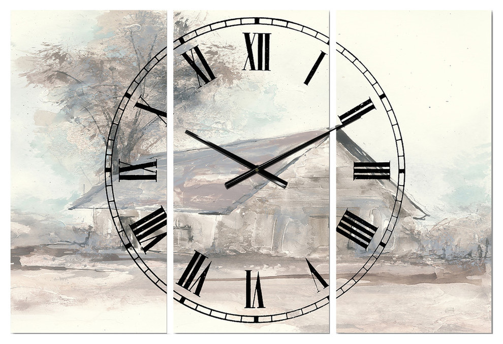 Farmhouse Barn Gray Iii Farmhouse 3 Panels Metal Clock - Farmhouse ...