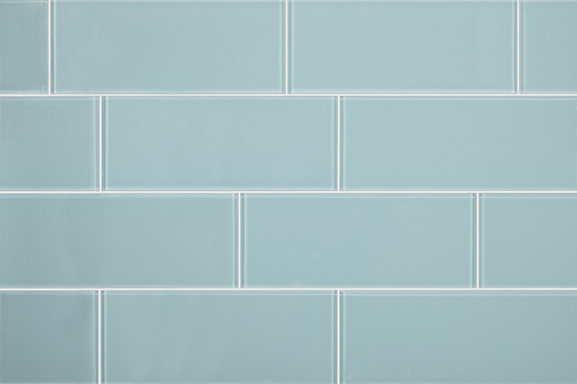 3x8 Aqua Blue Glass Subway Tiles Set Of 6 Contemporary Wall And Floor Tile By All