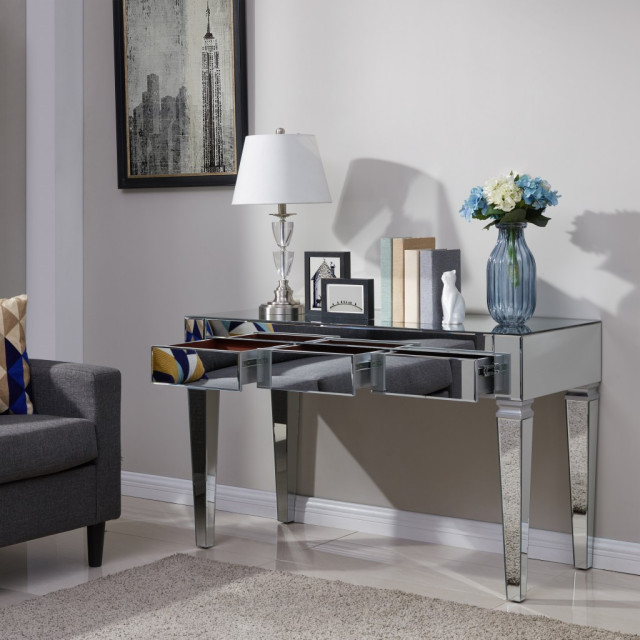 Silver Mirrored Glam Desk - Contemporary - Desks And Hutches - by ...