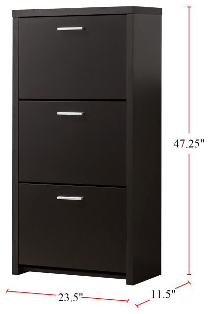 3 Drawers Tall Shoe Cabinet, Black - Modern - Shoe Storage - by Simple ...