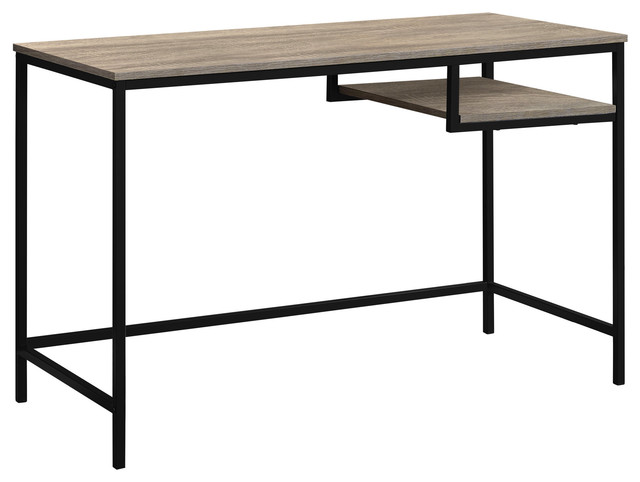 48" Computer Desk, Dark Taupe, Black Metal - Contemporary - Desks And ...